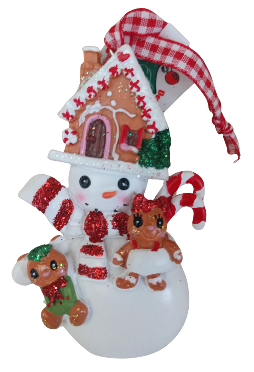 Gingerbread Snowman Ornament with Gingerbread House on Head 3.5" – THE ...