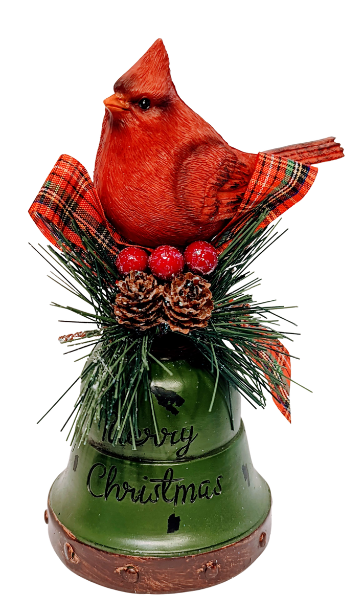 Christmas Bell with Red Cardinal - Red Bell, Green Bell or White Bell ...